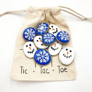 Snowflake Snowman Tic Tac Toe Game: Painted Christmas Rocks - Etsy
