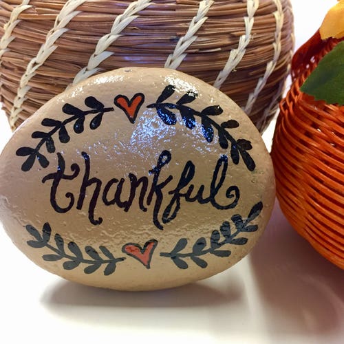 Give Thanks Painted Rock With Laurel Thanksgiving Decoration - Etsy Canada