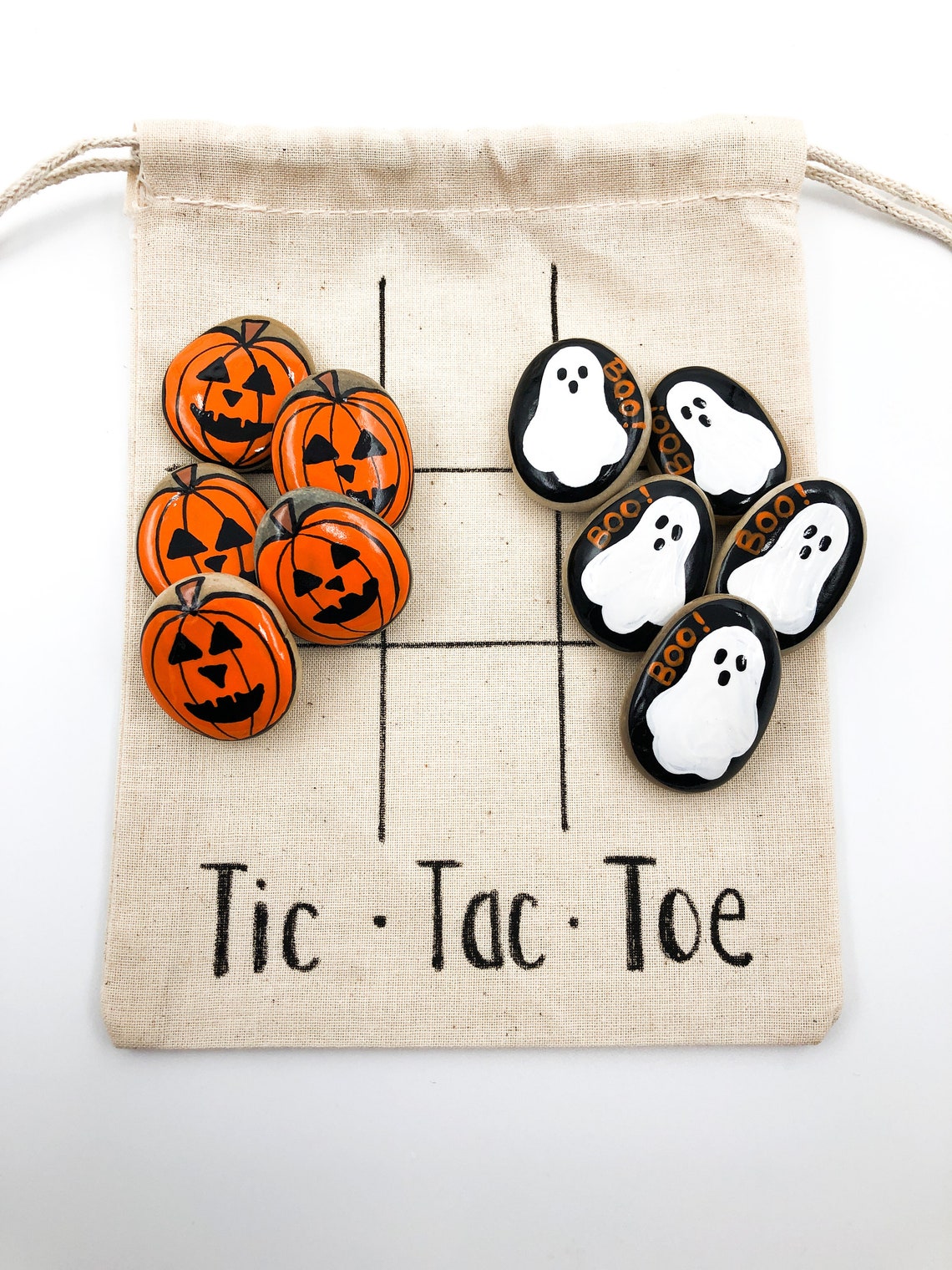 Halloween Tic Tac Toe Set 10 Ghosts and Pumpkins Painted - Etsy