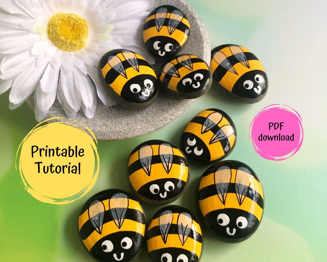 TUTORIAL - Bumblebee Pebbles Rock Painting, Easy Step by Step ...