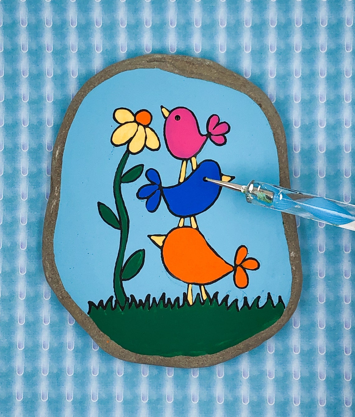 Stack of Birds Rock Painting Tutorial Easy Step by Step - Etsy