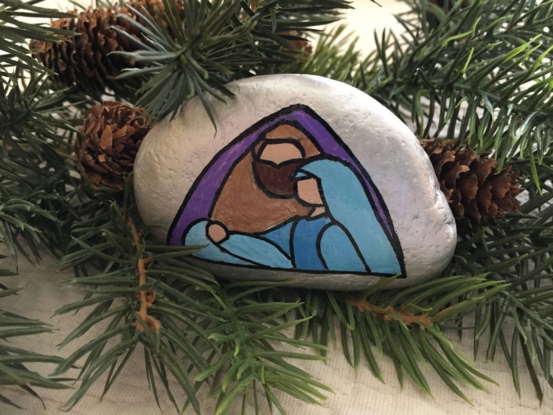 Hand-painted Nativity Rock: Stained Glass Style Holy Family Art - Etsy