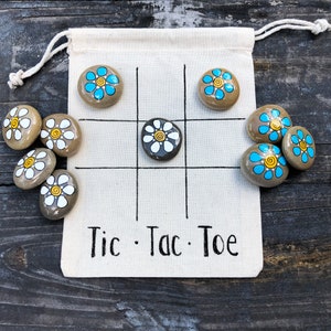 Hand Painted Flower Tic Tac Toe Set: Travel Game - Etsy