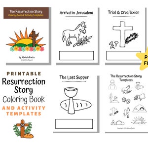 Resurrection Story Templates and Coloring Book, Easter Passion Story ...