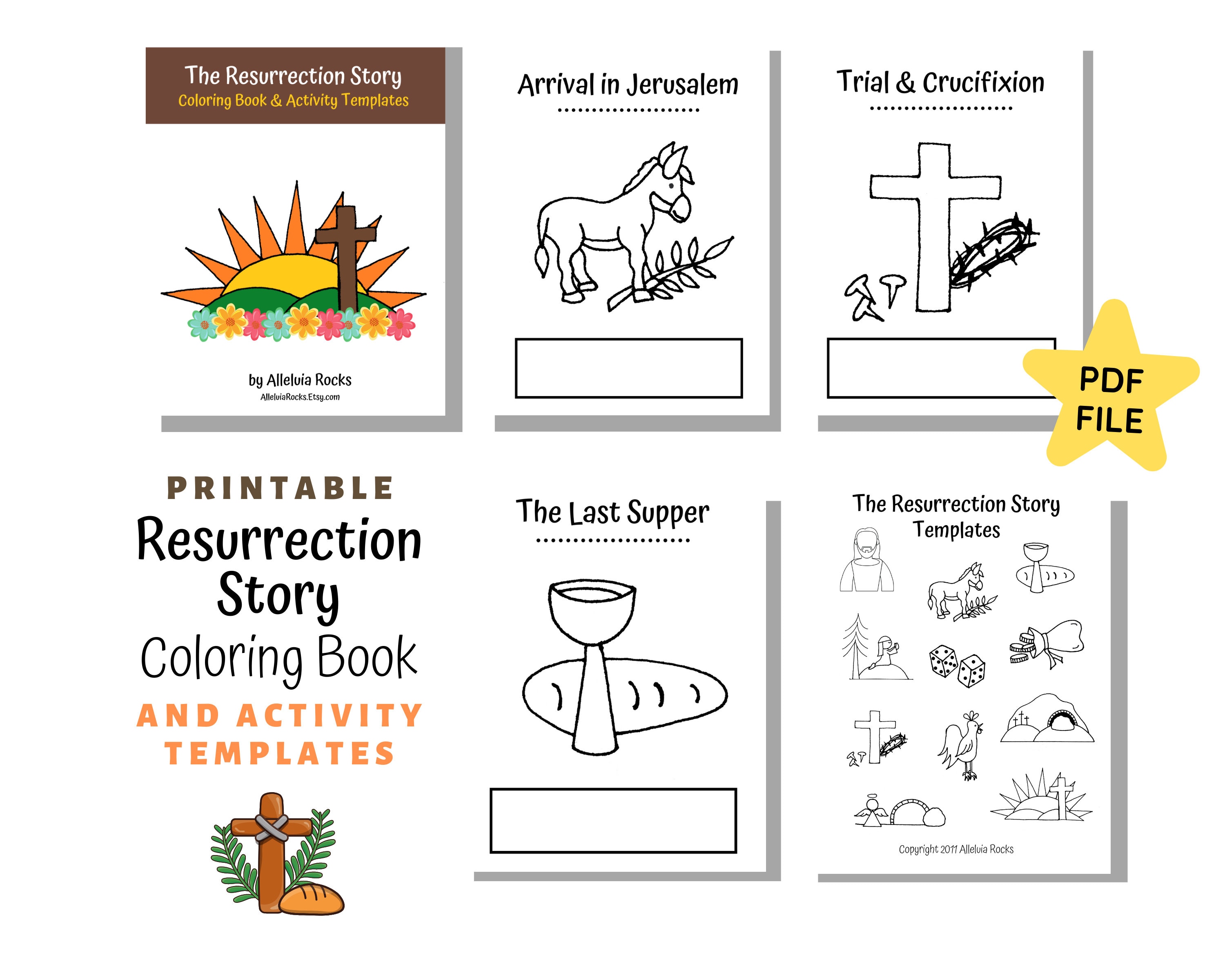 Resurrection Story Coloring Book and Templates Easter Passion - Etsy
