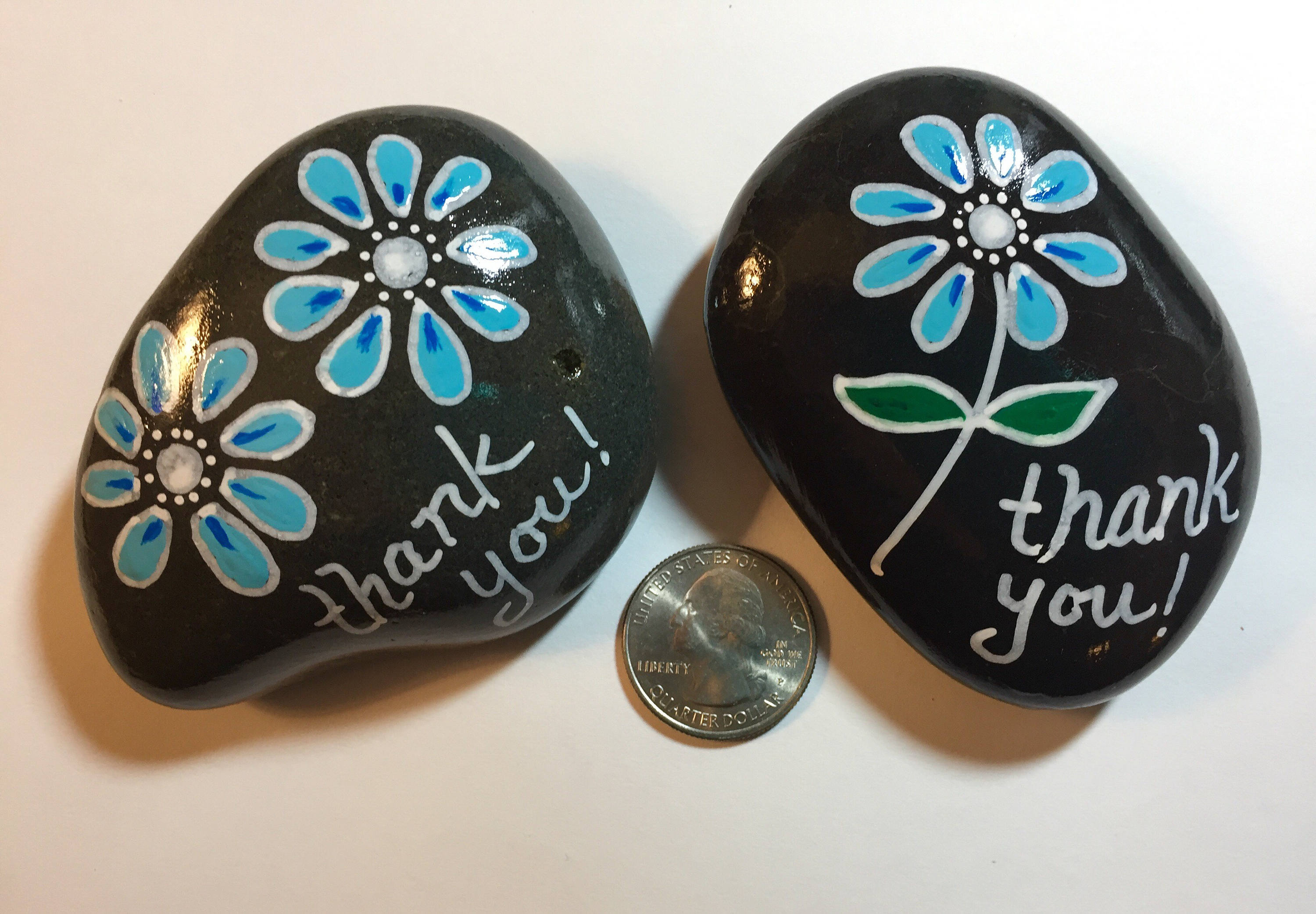Thank You Painted Rock Teacher Gift Flowers Rock Art Words | Etsy