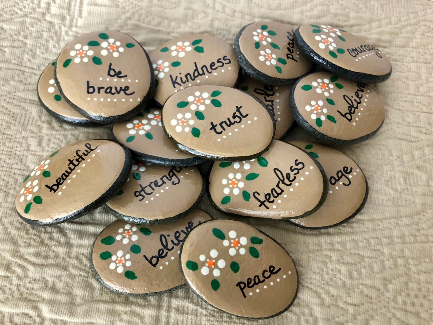 Empowerment Pocket Rocks: Set of 15 Custom Painted Pebbles ...