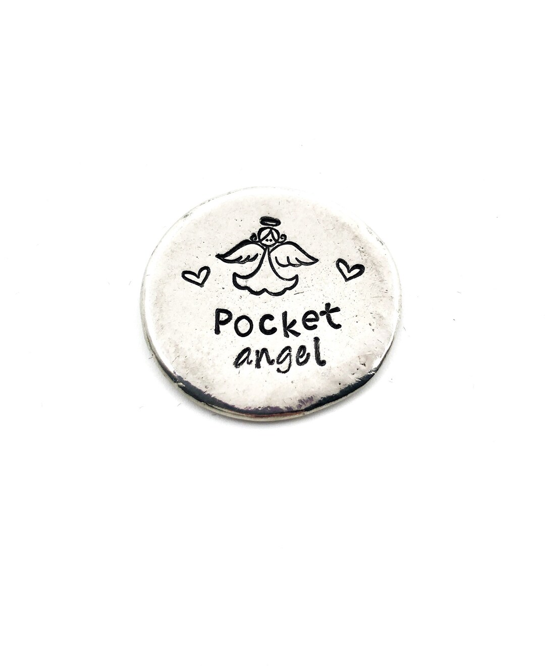 Hand Stamped Pewter Pocket Angel Coin: Long Distance Blessing - Etsy