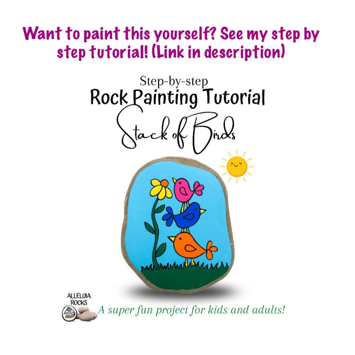 Stack of Birds Painted Rock Cute Birds Painted Stone - Etsy