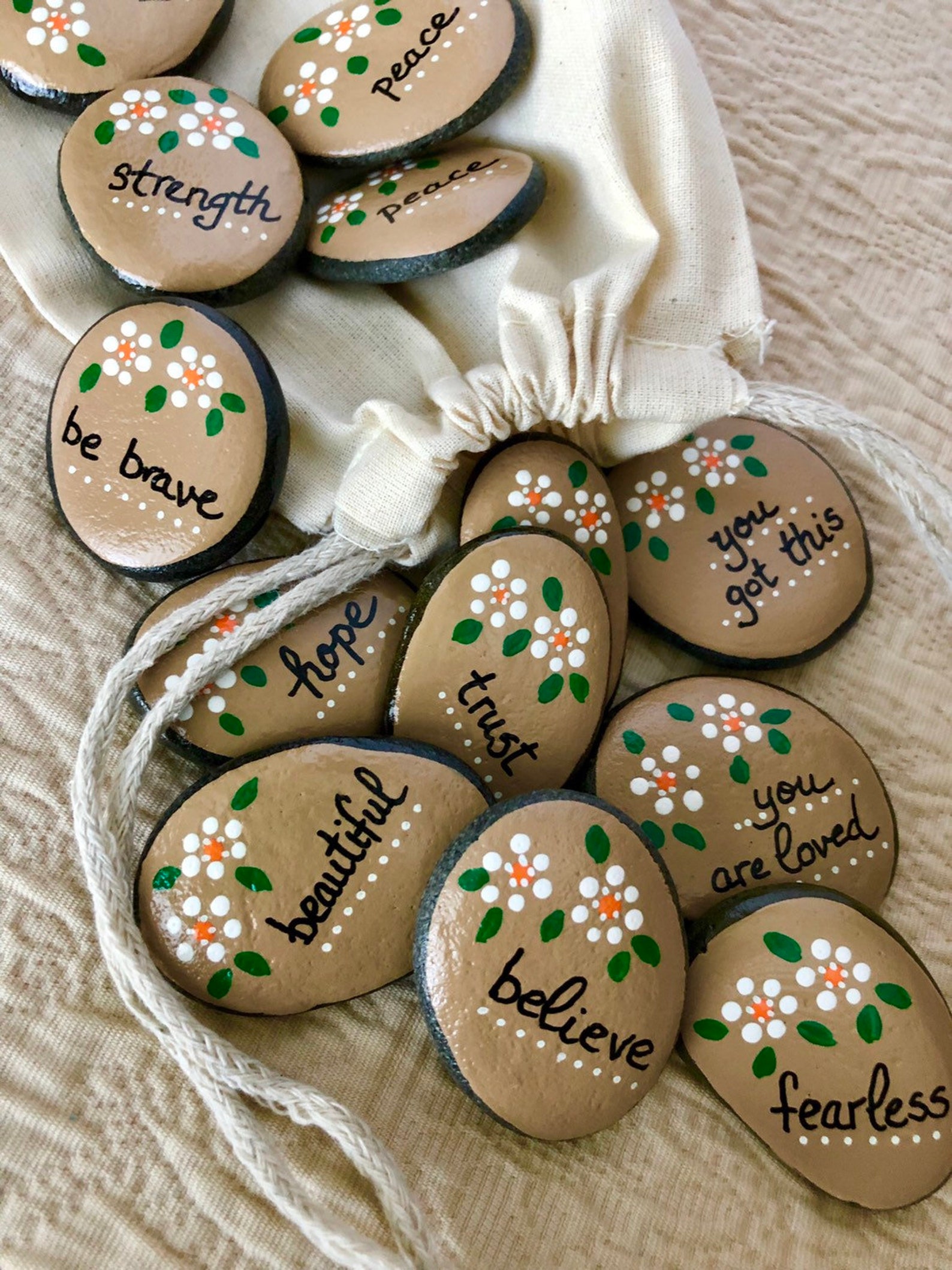 Empowerment Pocket Rocks: Set of 15 Custom Painted Pebbles ...