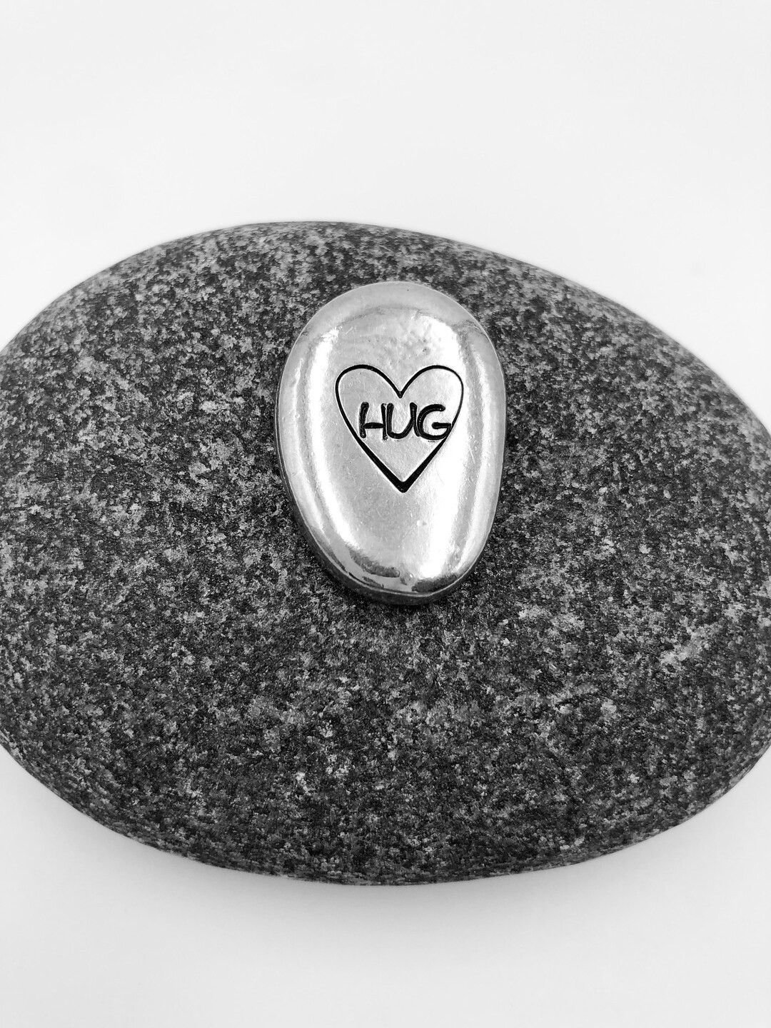 Hand Stamped Pewter Pocket Hug Pebble: Long Distance Gift - Etsy
