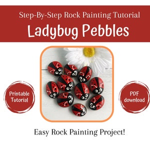 Digital TUTORIAL - Ladybugs Pebbles Rock Painting, Easy Step by Step ...