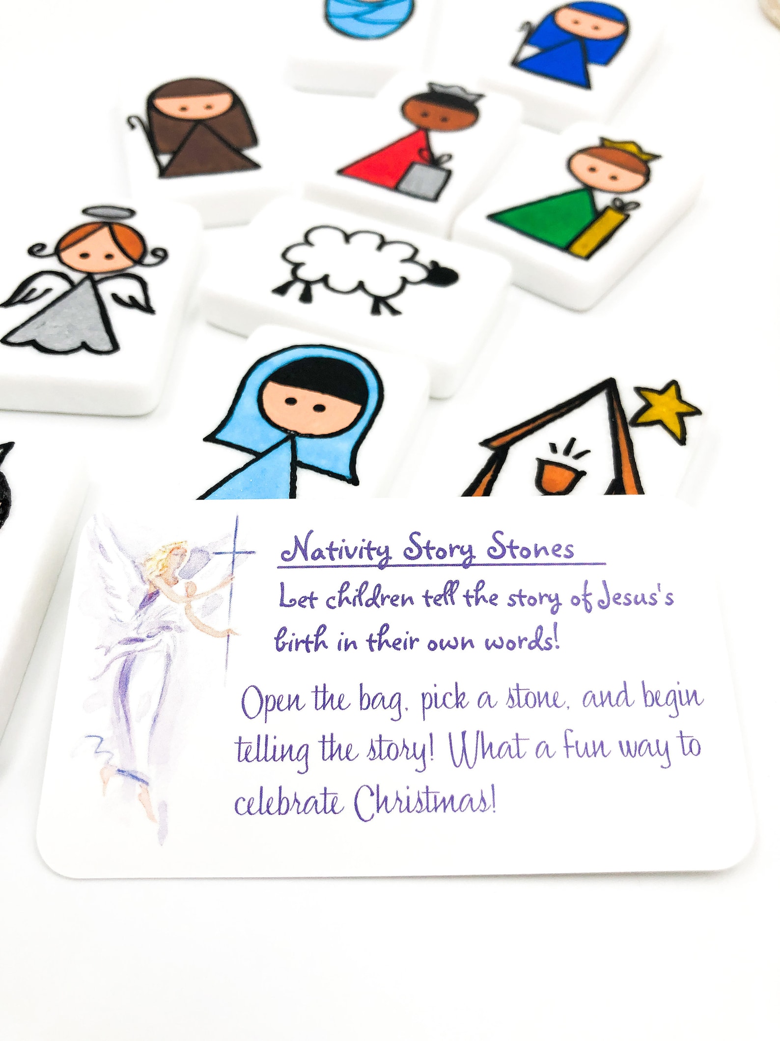 Nativity Story Stones Nativity Images on White Santorini - Etsy