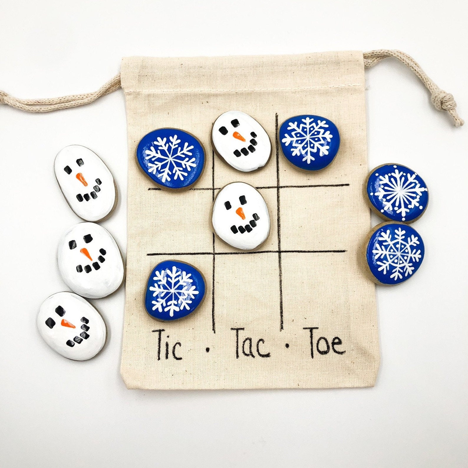 Snowflake and Snowman Tic Tac Toe Game Snowman and Snowflake - Etsy
