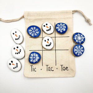 Snowflake Snowman Tic Tac Toe Game: Painted Christmas Rocks - Etsy