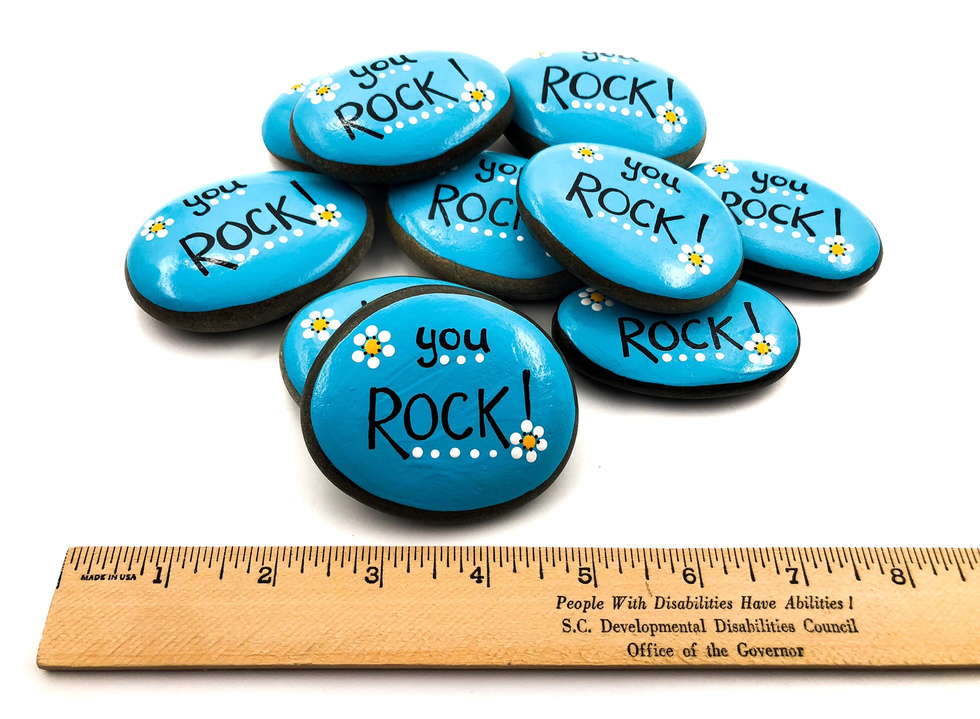 You ROCK Painted Rocks - Set of 10 Affirmation Stones With Daisies - Etsy