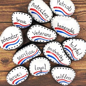 Veterans Day Painted Rocks Set, Attributes of Veterans, Set of 12 ...