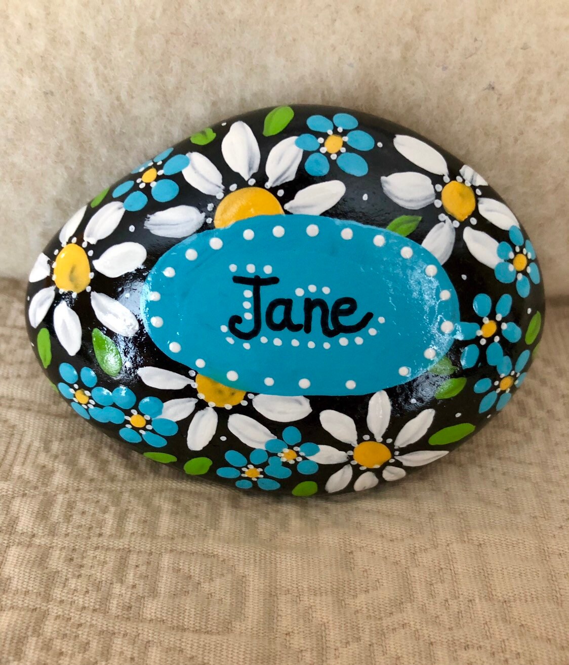CUSTOM Painted Rock Paperweight With Flowers Personalized - Etsy