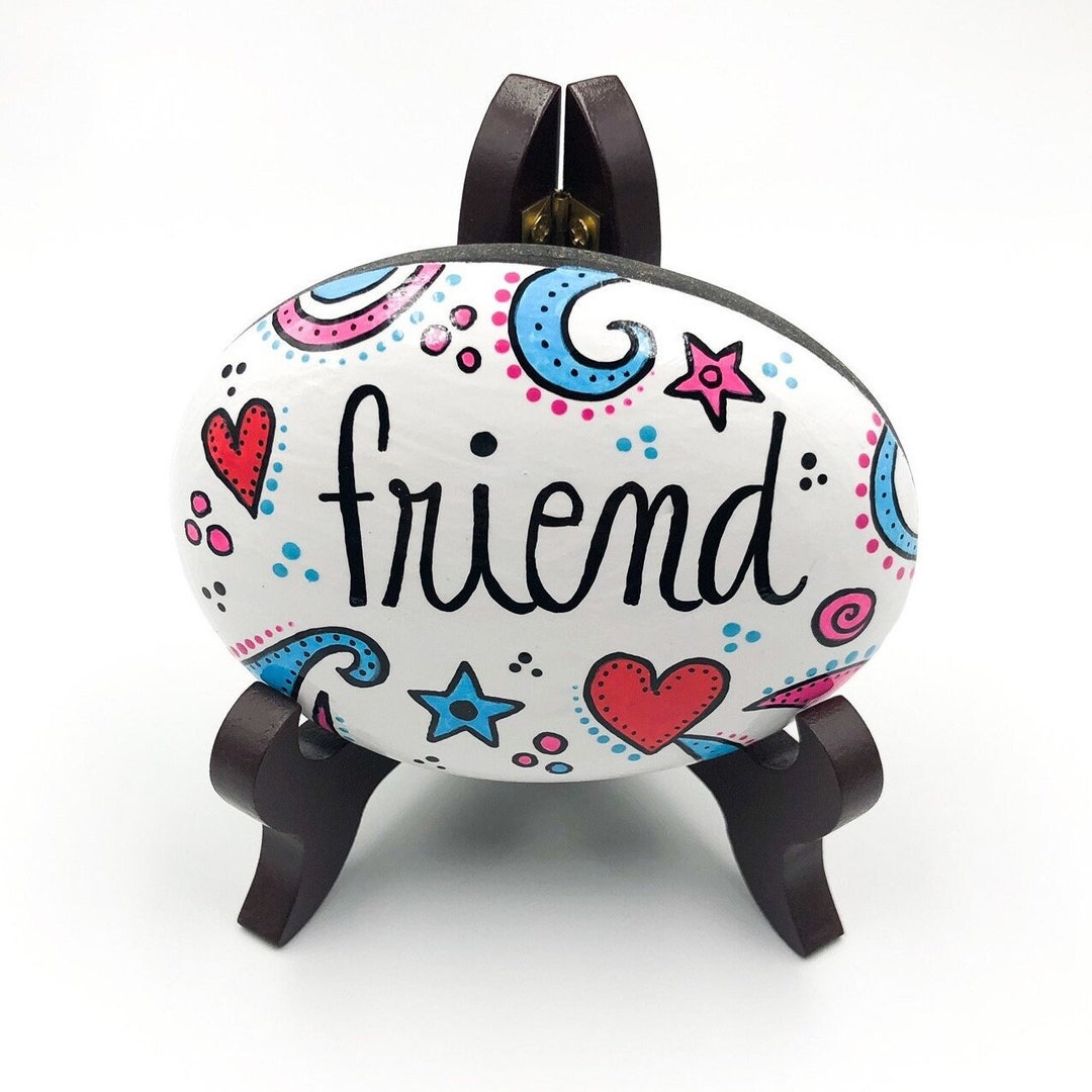 Hand-painted 'friend' Rock: Heart & Star Design, Friendship Gift - Etsy