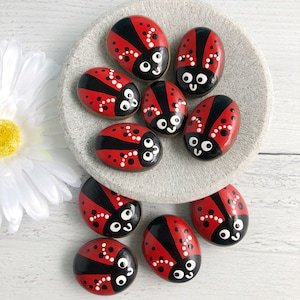 Digital TUTORIAL - Ladybugs Pebbles Rock Painting, Easy Step by Step ...