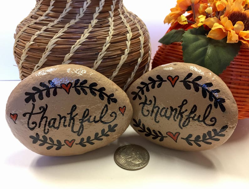 Thankful Painted Rock Thanksgiving Decoration Give Thanks - Etsy Canada
