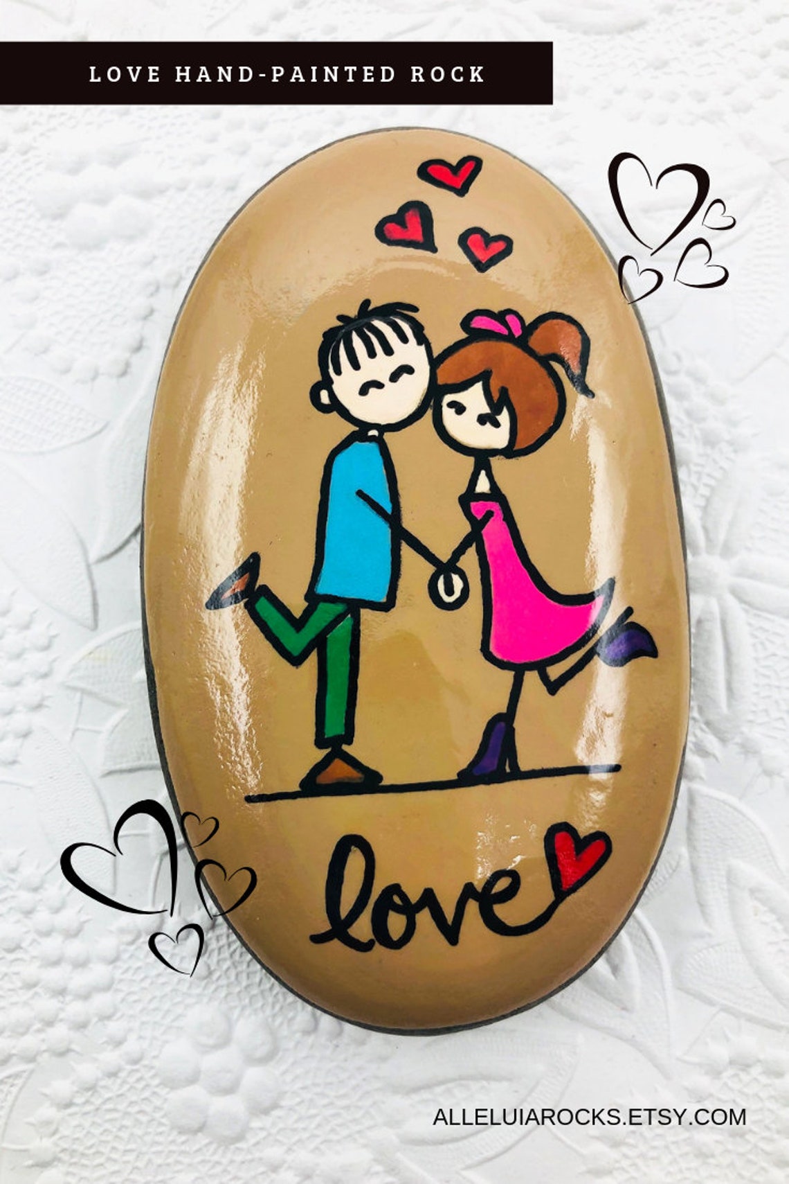 Love Painted Rock Couple Holding Hands Painted Stone - Etsy