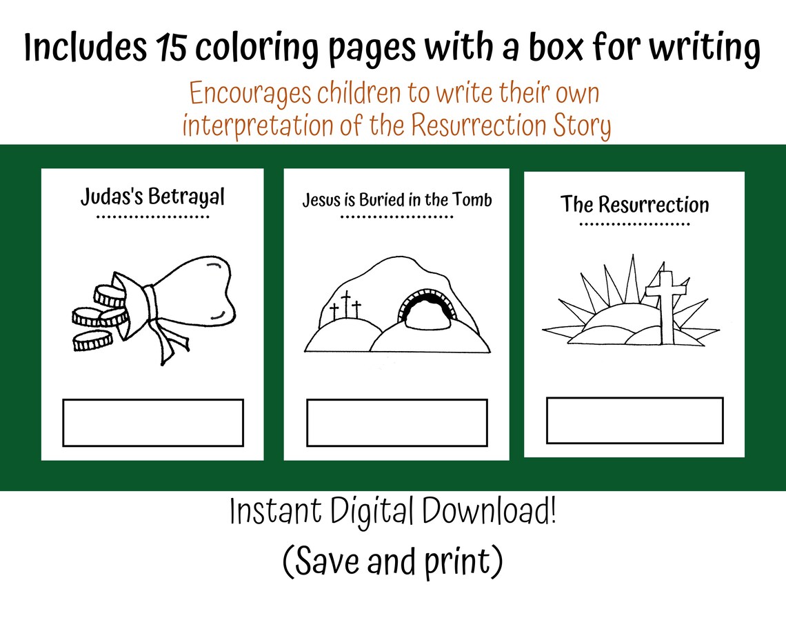 Resurrection Story Templates and Coloring Book Easter Passion - Etsy Canada