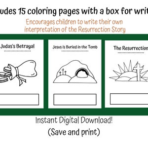Resurrection Story Templates and Coloring Book, Easter Passion Story ...