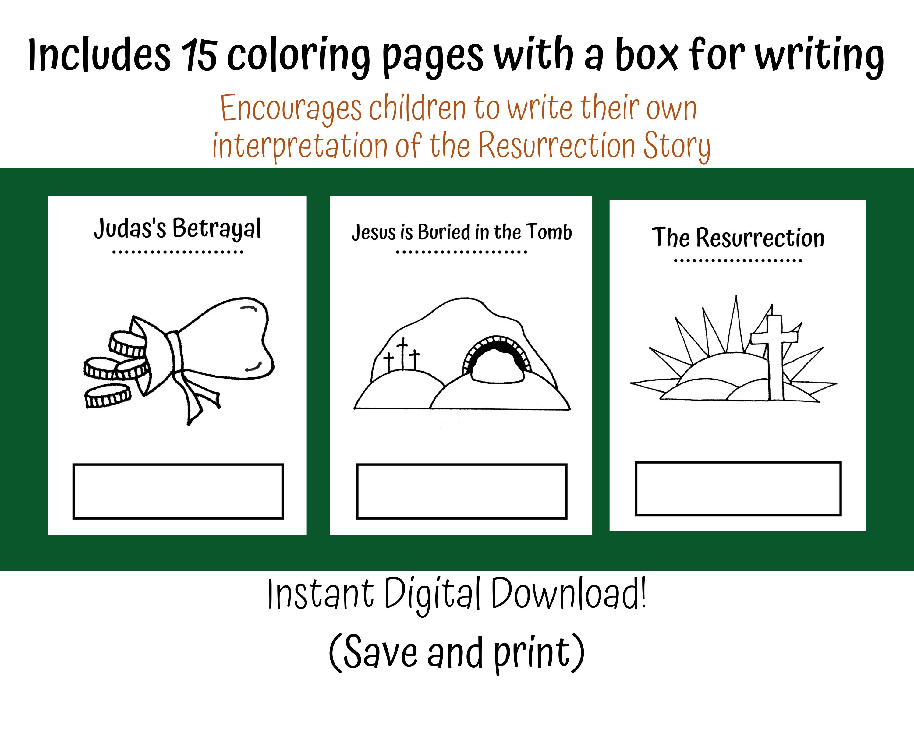Resurrection Story Coloring Book and Templates Easter Passion - Etsy
