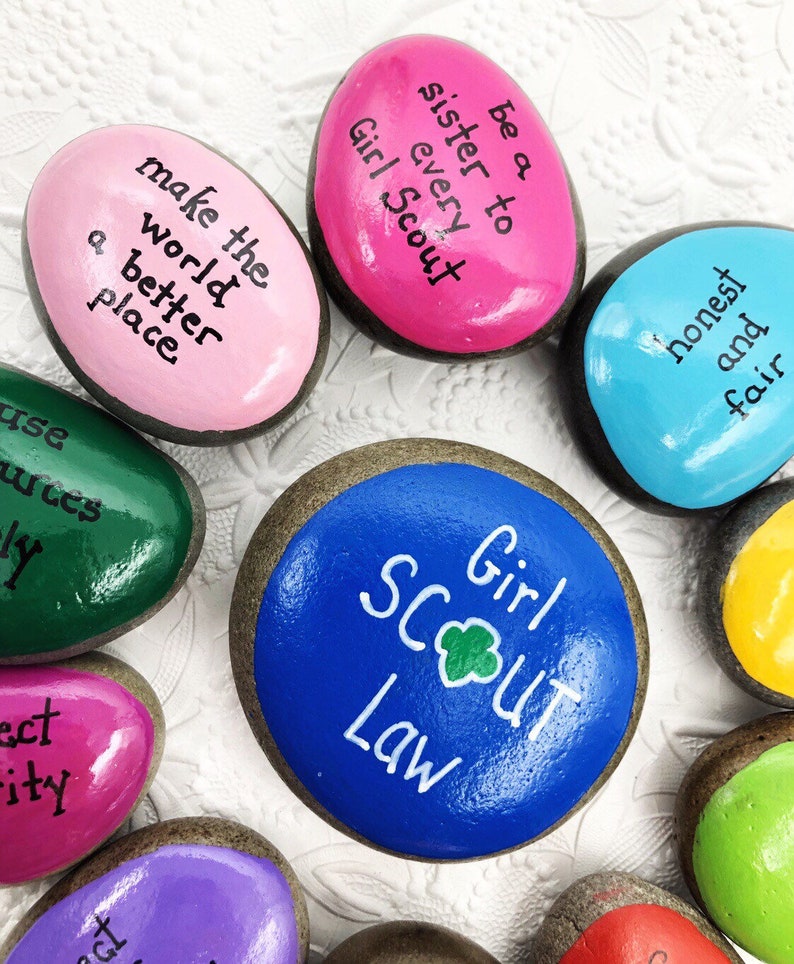 Girl Scout Law and Promise Set of Rocks Daisy Scout Petals | Etsy