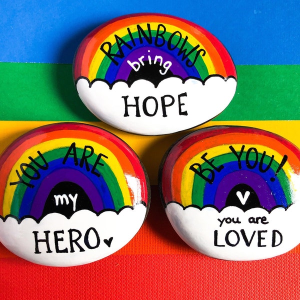 Rainbows Painted on Rock - Etsy
