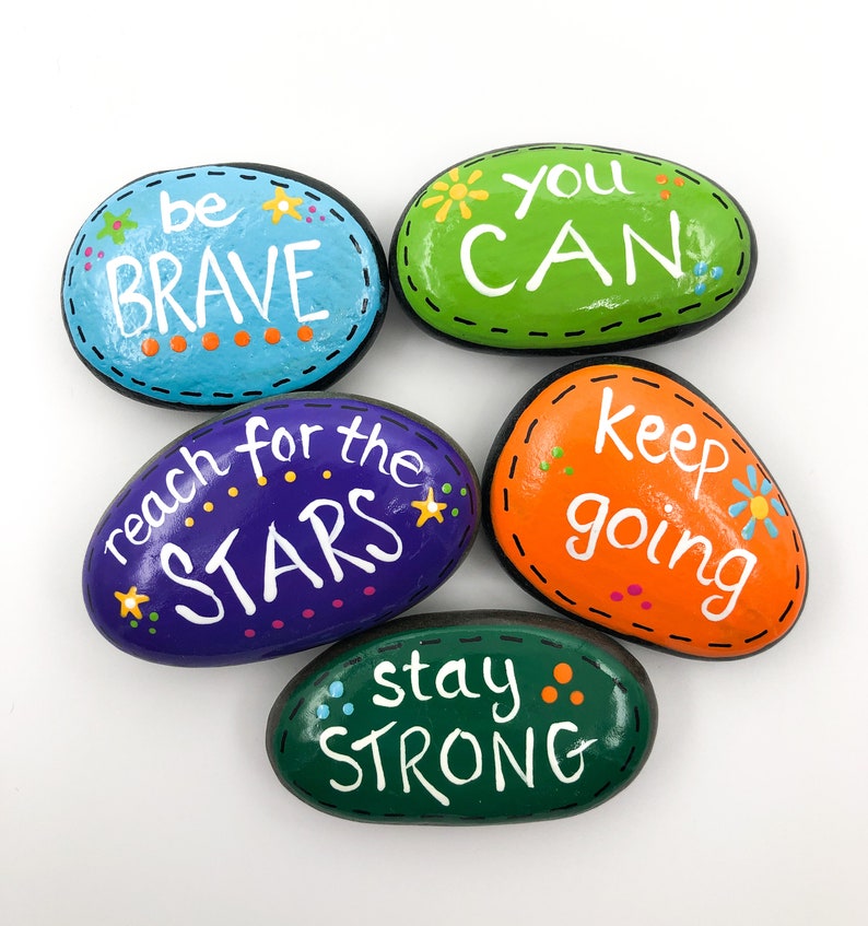 Positivity Pebbles: Set of 20 Painted Affirmation Rocks - Etsy