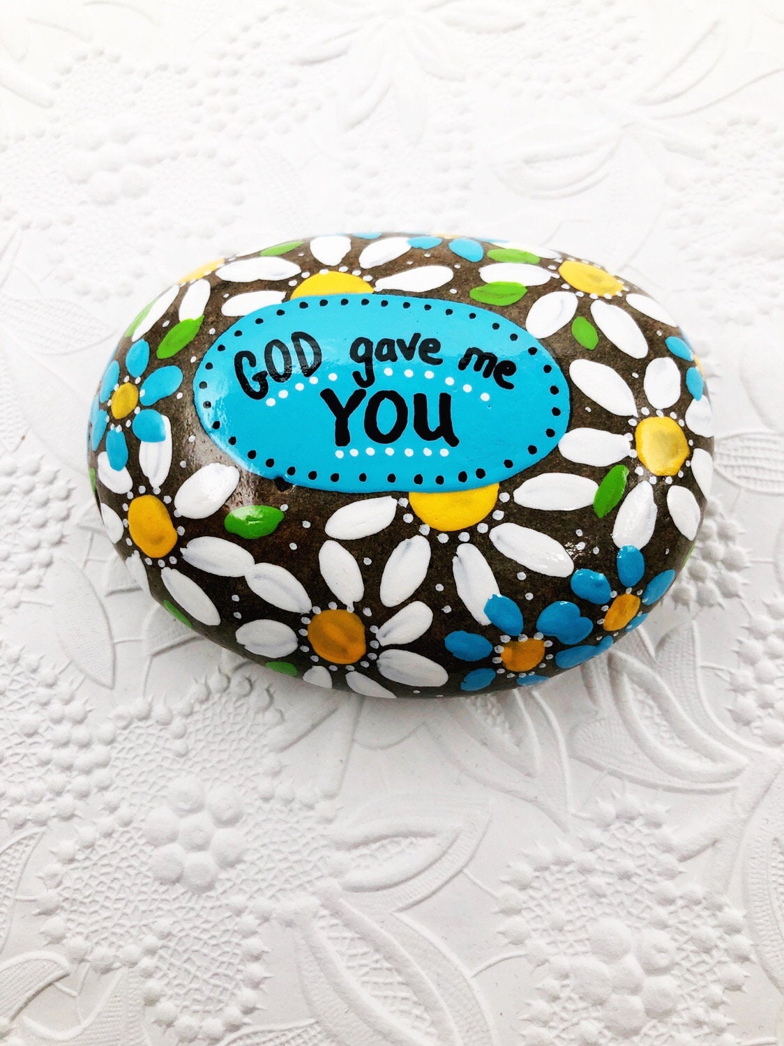 CUSTOM Painted Rock Paperweight With Flowers Personalized - Etsy