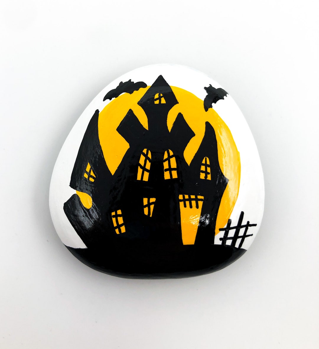 Halloween Haunted House Painted Rock: Spooky Decor - Etsy