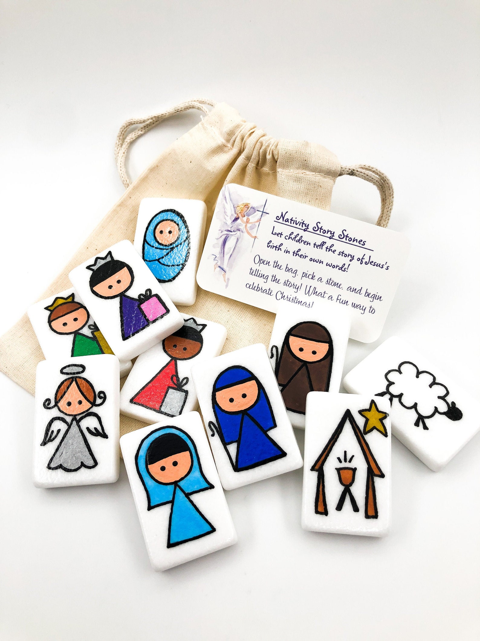 Nativity Story Stones Nativity Images on White Santorini - Etsy