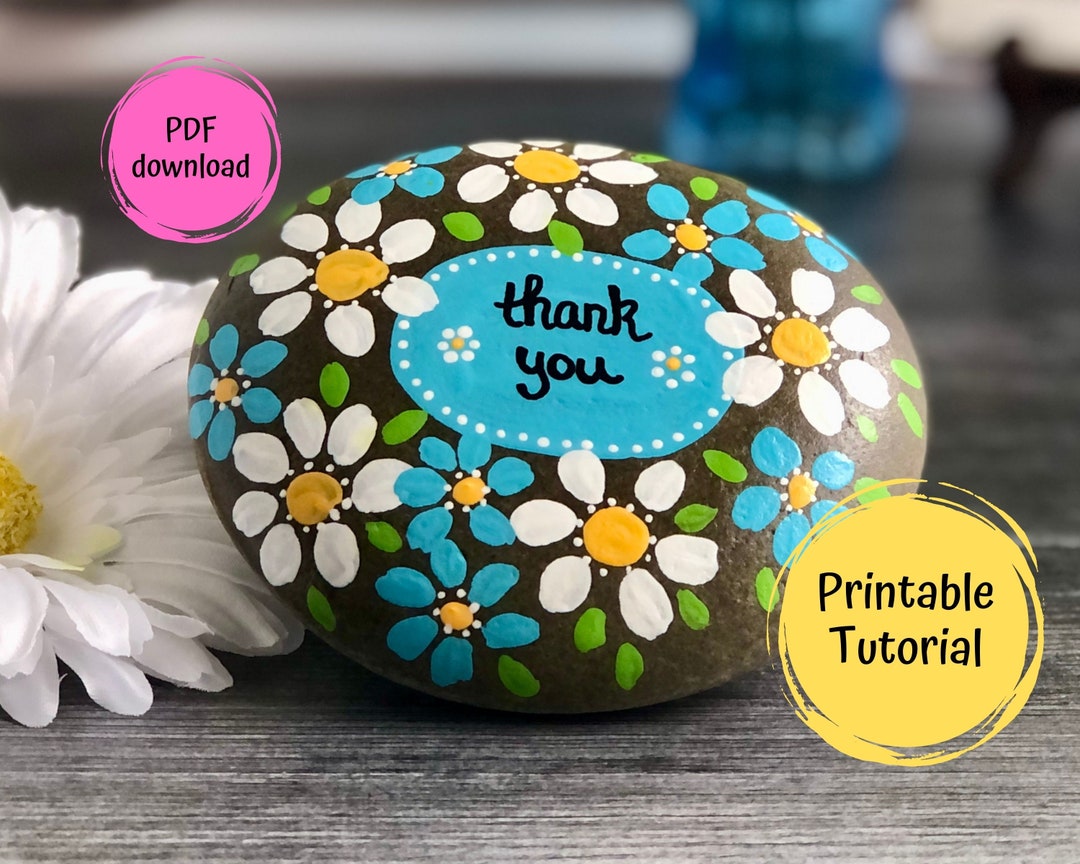 Flower Garden Rock Painting Tutorial: DIY Memorial Stone (PDF Pattern ...