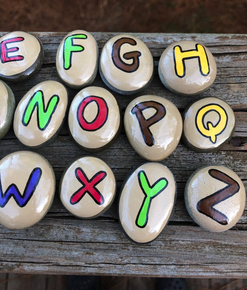 Alphabet Story Stones: Painted Letter Rocks, Early Literacy - Etsy