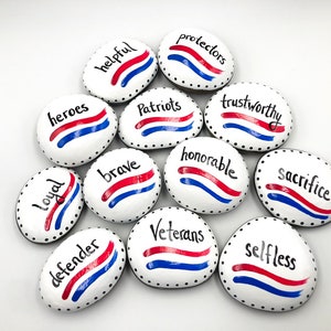 Veterans Day Painted Rocks Set, Attributes of Veterans, Set of 12 ...