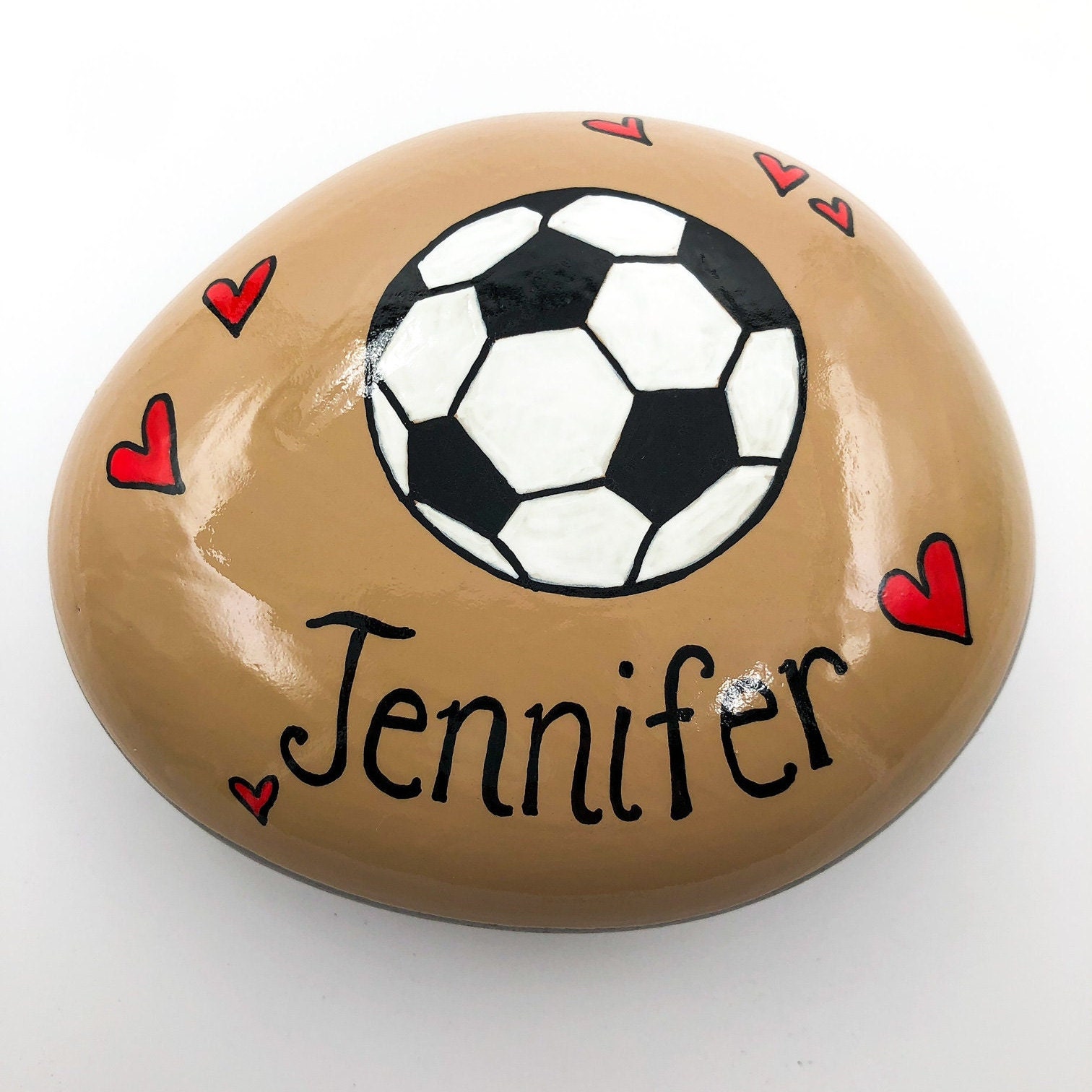 Personalized Soccer Ball Painted Rock: Custom Name Memory Stone - Etsy