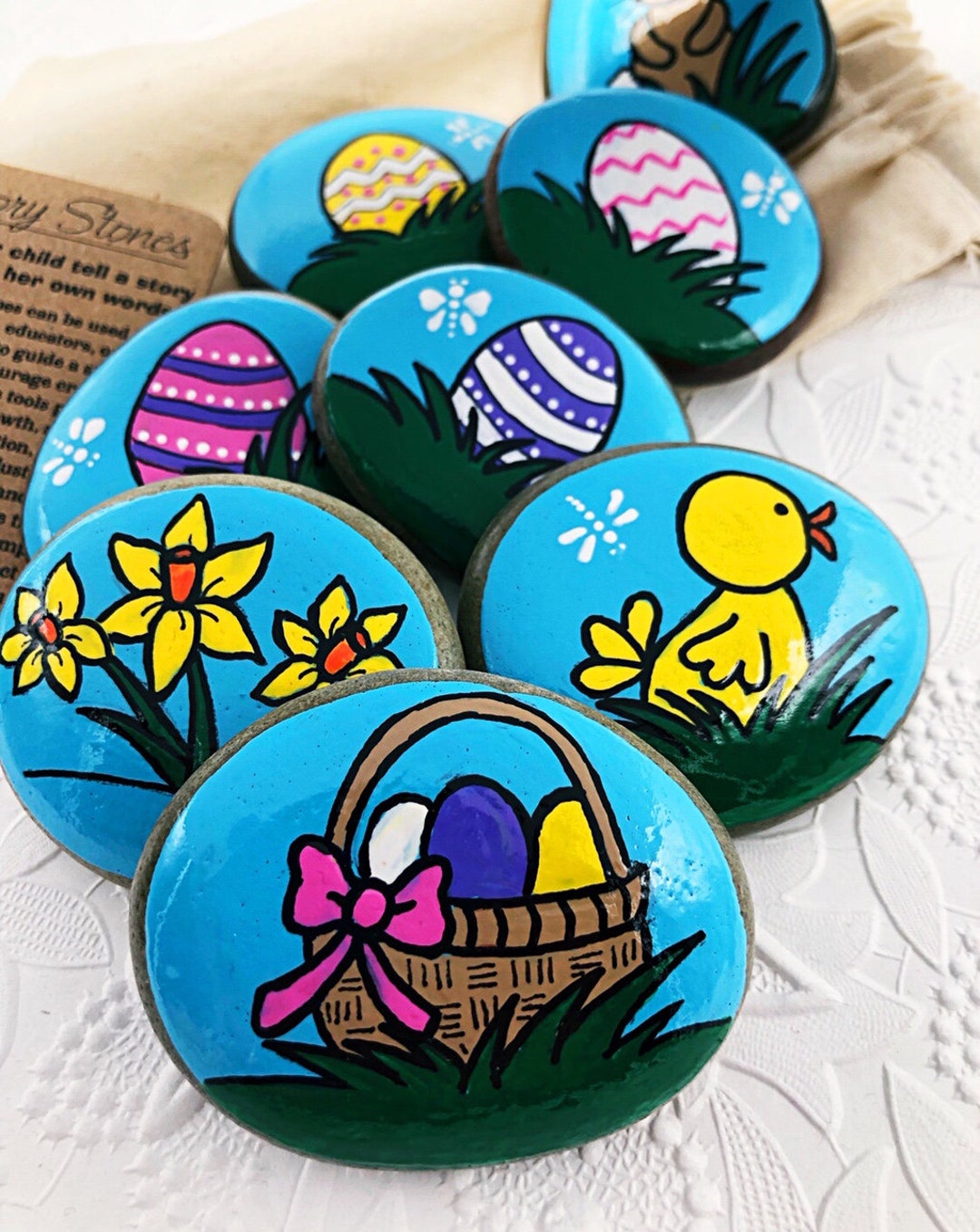 Easter Story Stones: Hand-painted Rocks, Easter Basket Gift - Etsy