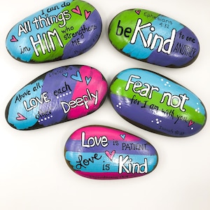 Bible Verses Painted Rocks, Scripture Verse Stones, Love is Kind, Love ...
