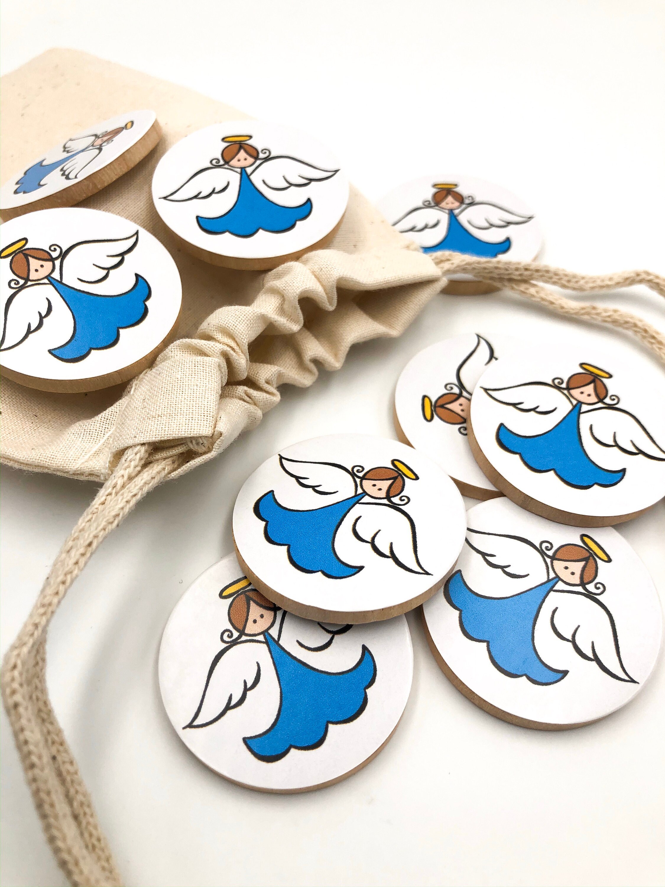 Pocket Angel Minis in Blue Bag of 10 Pocket Angel Tokens - Etsy