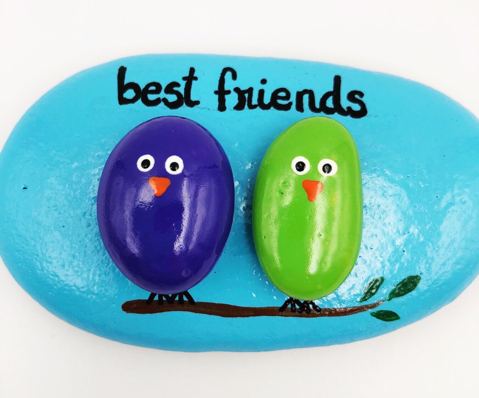 Best Friends Pebble Art Painted Rock Pebble Art With Birds - Etsy