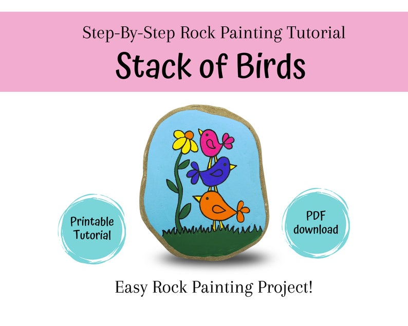 Stack of Birds Rock Painting Tutorial: Easy DIY (PDF Download) - Etsy