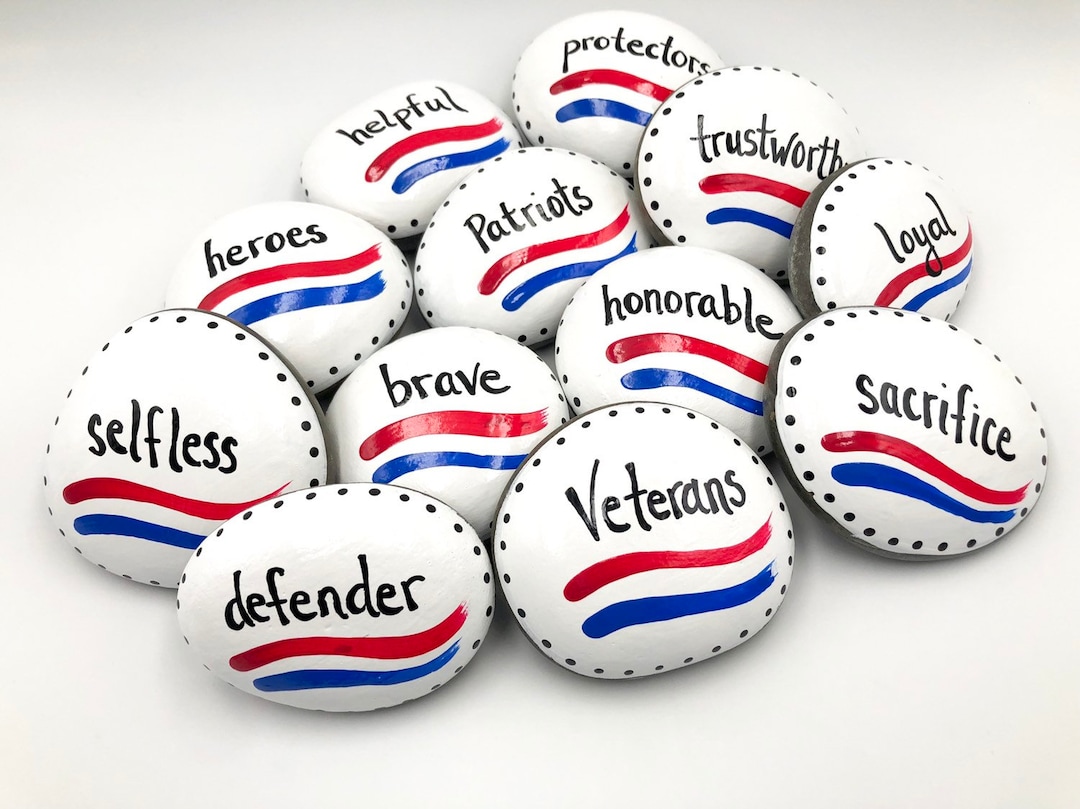 Veterans Day Painted Rocks Set, Attributes of Veterans, Set of 12 ...