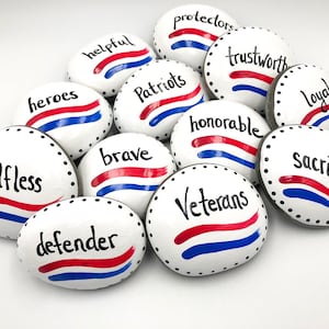 Veterans Day Painted Rocks Set, Attributes of Veterans, Set of 12 ...