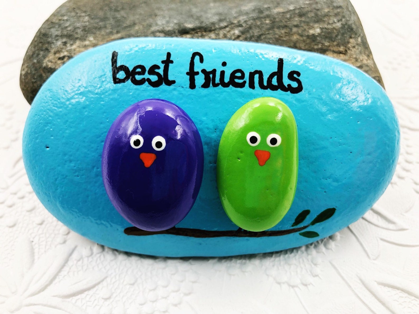 Best Friends Pebble Art Painted Rock Pebble Art With Birds - Etsy
