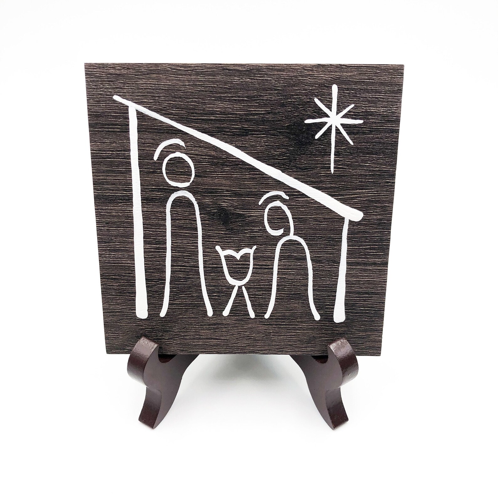 Hand-painted Nativity Scene: Acrylic on Vinyl Tile, Christmas Decor - Etsy