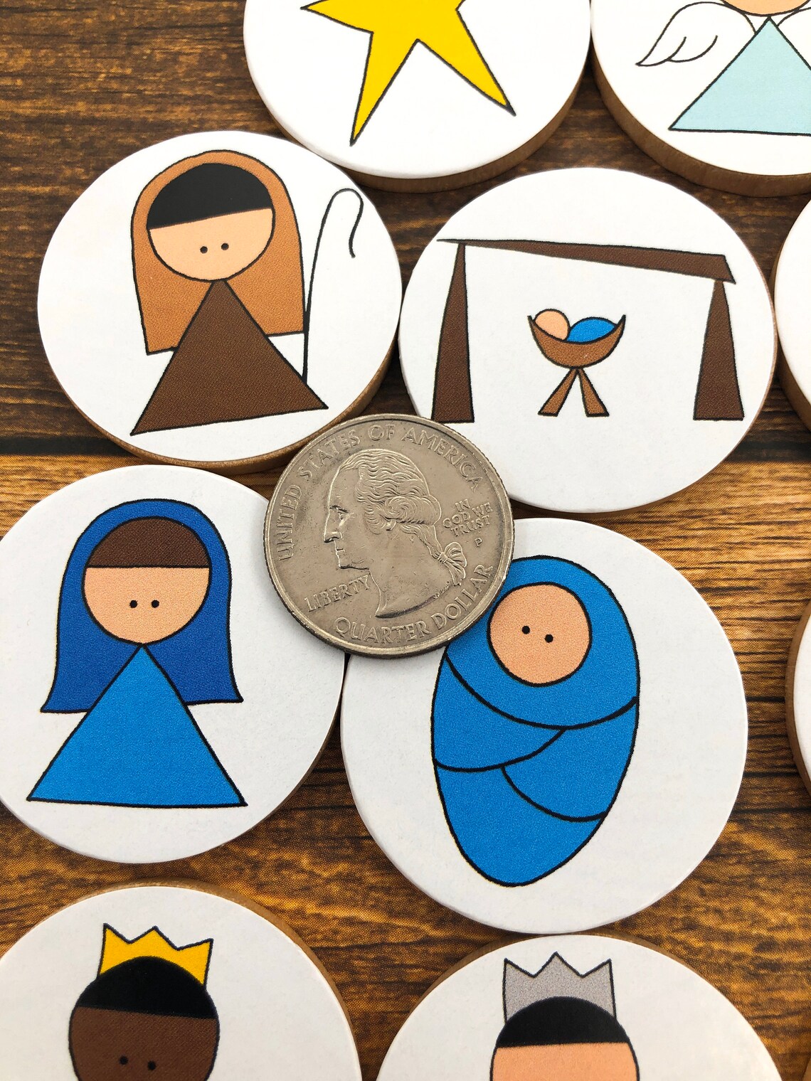 Nativity Story Starters Birth of Jesus Story Tokens on Wooden - Etsy