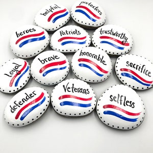 Veterans Day Painted Rocks Set, Attributes of Veterans, Set of 12 ...